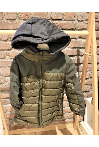 Haki Yeşil Içi Polarlı Kapişonlu Mont Haki Yeşil - 10 Yaş - Erkek