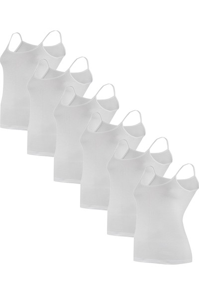 Yıldız Kadın 6'lı Paket Ribana Biyeli Ip Askılı Atlet