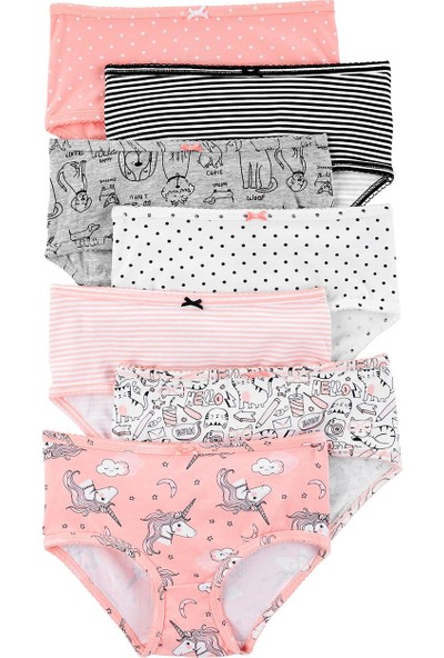 Carter's Streç Pamuklu 7'li Çocuk Külot Pembe - Siyah 2 - 3 Yaş