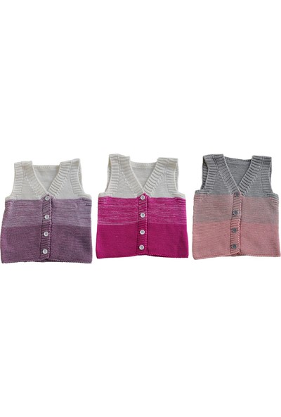 Berço Kız Bebek Triko Örmek Yelek 3lü Paket