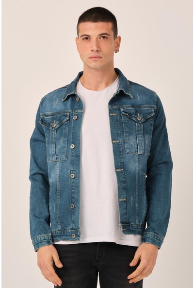 Shoppingdimoda Electra Mavi Kot Ceket