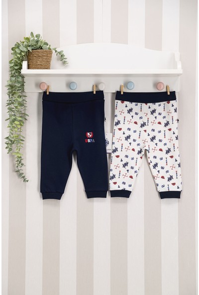 U.s. Polo Assn Lisanslı Lacivert Krem Bebek 2'li Eşofman Altı U.s. Polo Assn Lisanslı Lacivert Krem Bebek 2'li Eşofman Altı