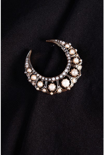 PIERPARIS BROŞ OTANTIK DESENLİ KİRSTAL TAŞLİ BRONZ MADEN ***