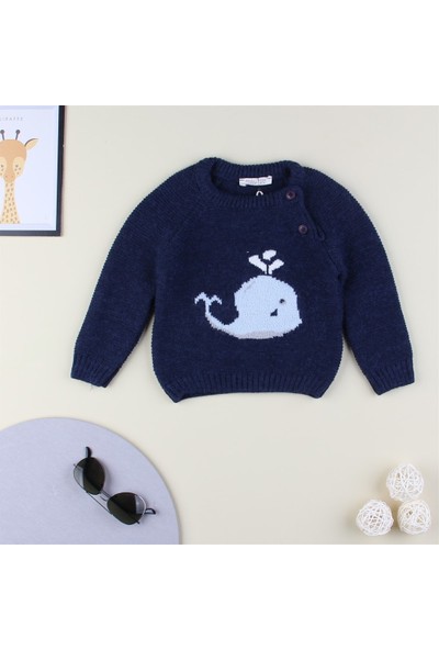 Baby Mio Balina Desenli Triko Erkek Bebek Kazak