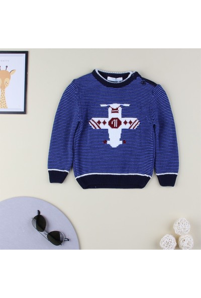 Baby Mio Uçak Triko Erkek Bebek Kazak