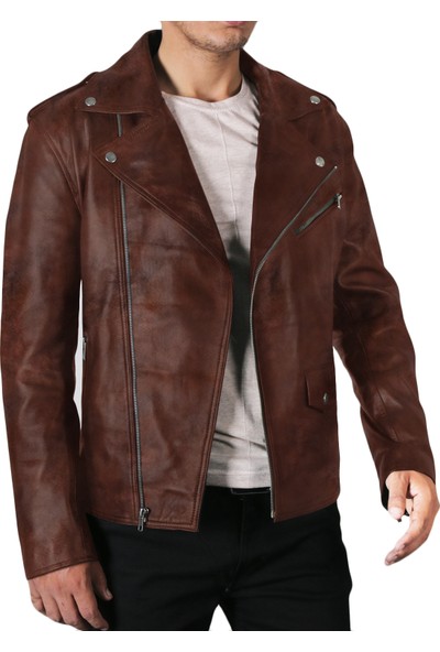 Laverapelle Erkek Vax Kahverengi Deri Ceket (1501009)