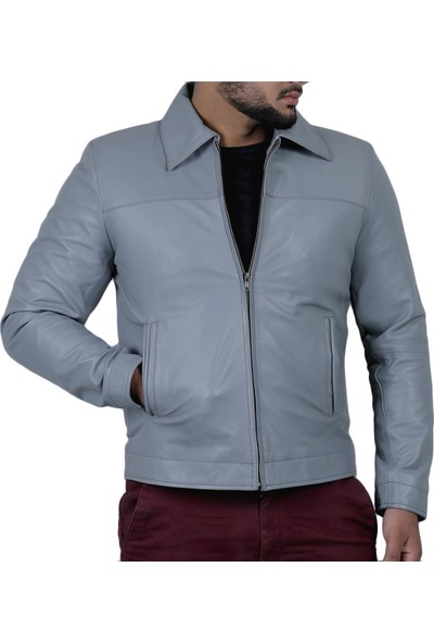 Laverapelle Erkek Gri Deri Ceket (1501034)