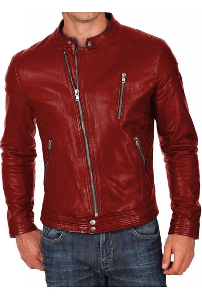 Laverapelle Erkek Bordo Deri Ceket (1501072)