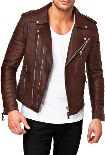 Laverapelle Erkek Vax Kahverengi Deri Ceket (1501073)