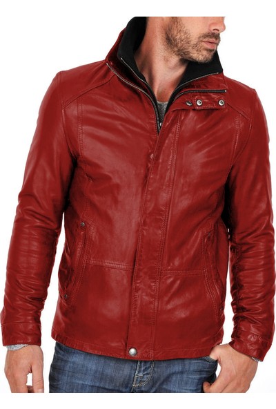 Laverapelle Erkek Bordo Deri Ceket (1501105)
