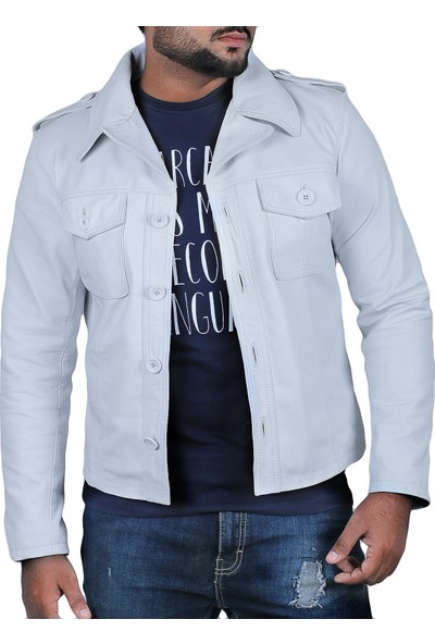 Laverapelle Erkek Beyaz Deri Ceket (1501108)