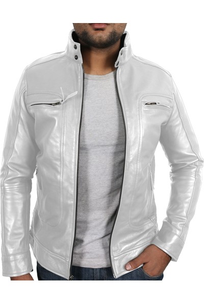 Laverapelle Erkek Beyaz Deri Ceket (1501196)