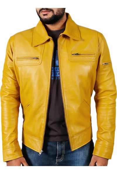 Laverapelle Erkek Sarı Deri Ceket (1501200)