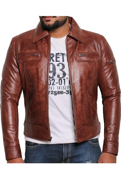 Laverapelle Erkek Vax Kahverengi Deri Ceket (1501200)
