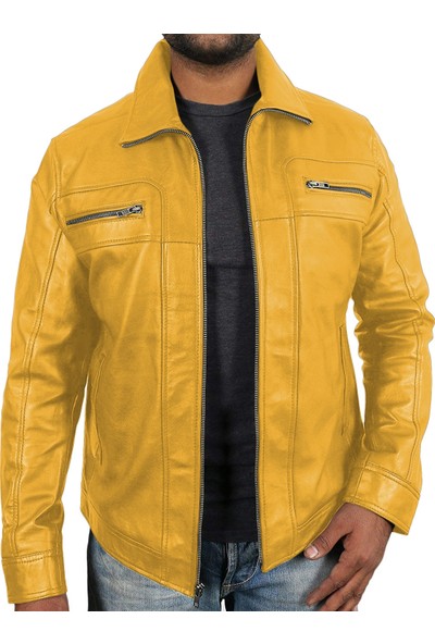 Laverapelle Erkek Sarı Deri Ceket (1501378)