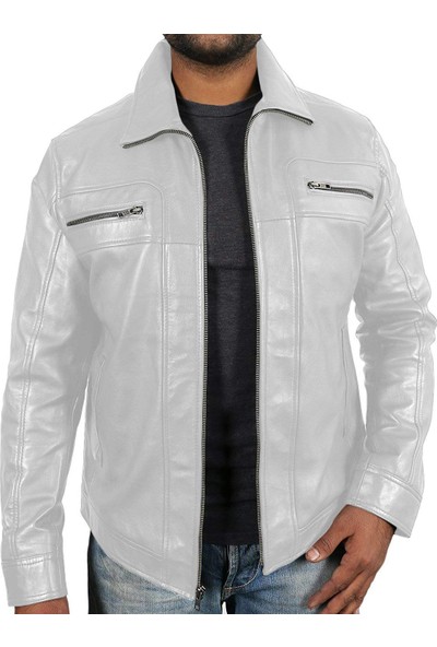Laverapelle Erkek Beyaz Deri Ceket (1501378)