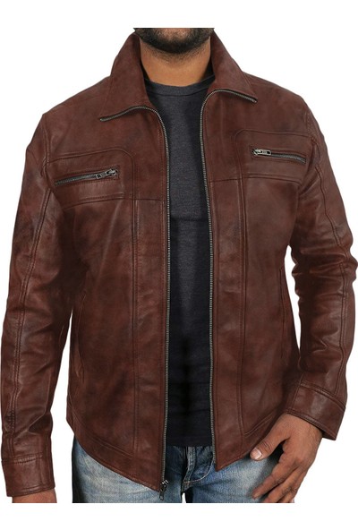 Laverapelle Erkek Vax Kahverengi Deri Ceket (1501378)
