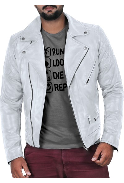 Laverapelle Erkek Beyaz Deri Ceket (1501492)