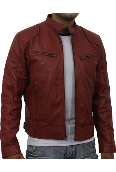 Laverapelle Erkek Bordo Deri Ceket (1501533)