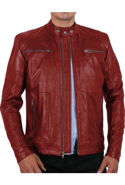 Laverapelle Erkek Bordo Deri Ceket (1501568)