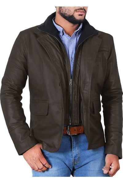 Laverapelle Erkek Kahverengi Deri Ceket (1501641)