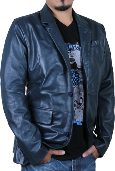 Laverapelle Erkek Lacivert Deri Ceket (1501830)