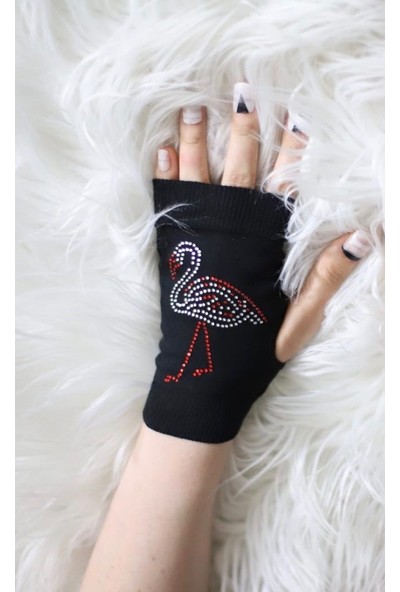 Hakeni Socks Taşlı Pamuklu Parmaksız Bayan Eldiveni Flamengog