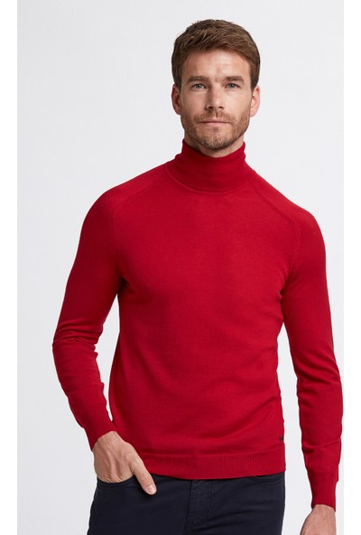 Hemington Boğazlı Kırmızı Slim Fit Merino Yün Triko Hemington Boğazlı Kırmızı Slim Fit Merino Yün Triko