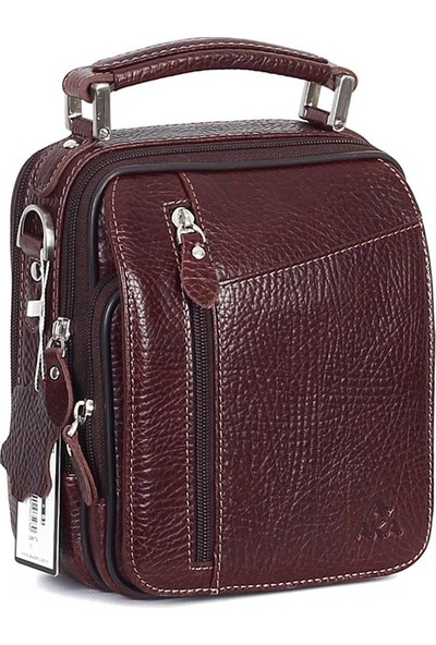 Aka Deri Parlak Kahve - Deri Portföy Çantası 348