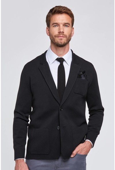 Hemington Extrafine Merino Siyah Triko Ceket Hemington Extrafine Merino Siyah Triko Ceket