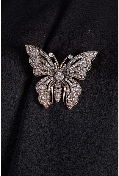 PIERPARIS BROŞ OTANTIK DESENLİ KİRSTAL TAŞLİ BRONZ MADEN ***