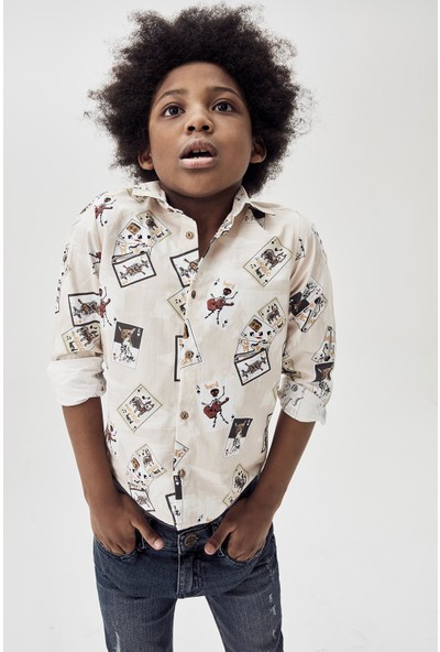 Nebbati Erkek Çocuk Desenli Gömlek 20FW0NB3603