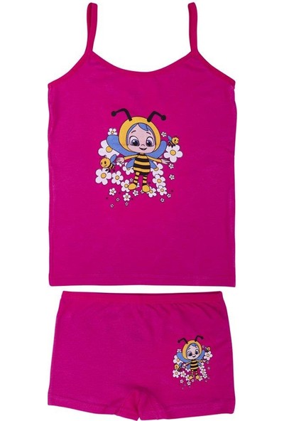 Cnt Kız Çocuk Figürlü Atlet Şort Takımı