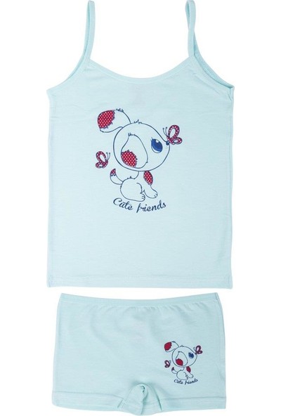 Cnt Kız Çocuk Figürlü Atlet Şort Takımı