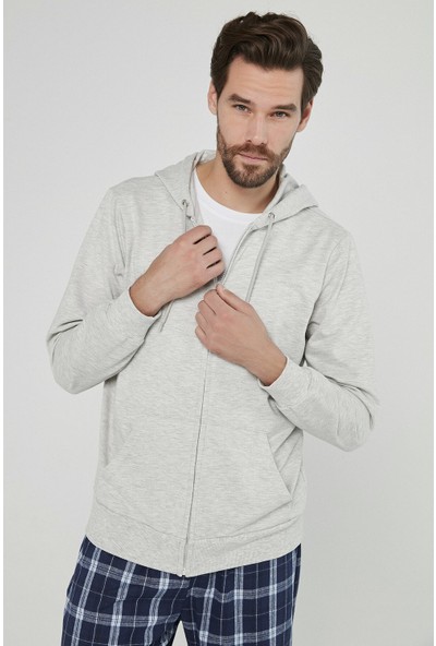 Penti Açık Gri Melanj Zip Hood Sweatshirt