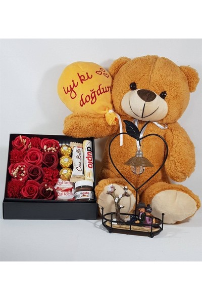 Hanbeyi Doğum Günü Gül Kutusu Ferrero Çikolata İyi ki Doğdun Ayıcık Aşıklar Parkı