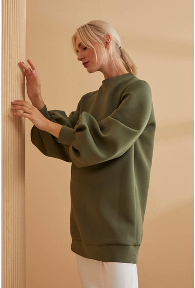 Terzi Dükkanı Carol Scuba Puf Tunik Haki