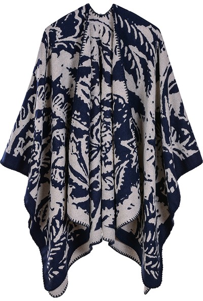 Buyfun Kadın Büyük Boy Örme Kaşmir Şal - Koyu Mavi (Yurt Dışından)