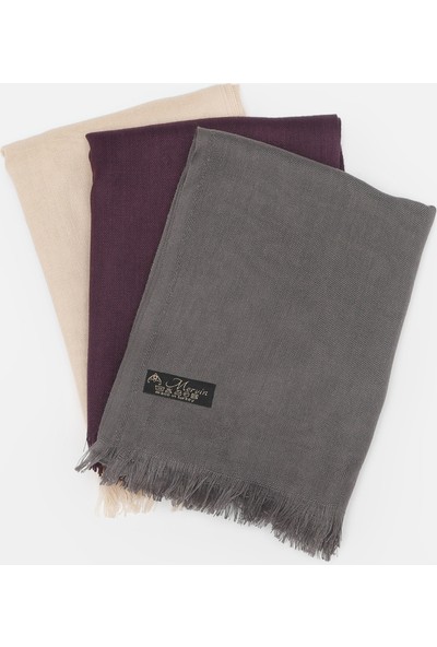 Mervin Şal Paşmina 3`Lü Şal Füme Mürdüm Bej