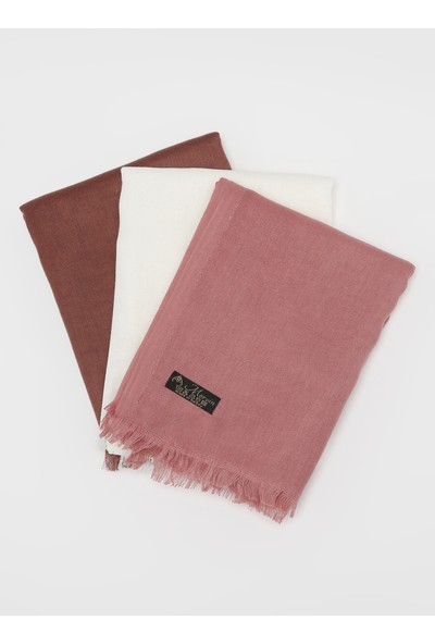 Mervin Şal Paşmina 3`Lü Şal Kahverengi Ekru Soğan Kabuğu