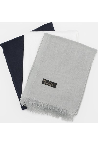 Mervin Şal Paşmina 3`Lü Şal Nefti Lacivert Ekru