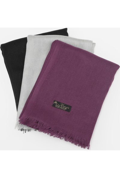 Mervin Şal Paşmina 3`Lü Şal Siyah Nefti Vişne