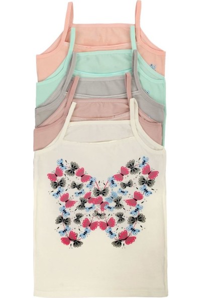 Nicoletta Renkli Kız Çocuk Atlet Ip Askılı Baskılı 5'Li Paket