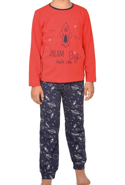 Tom John Kırmızı Erkek Çocuk Pijama Takımı Uzun Kollu Pamuk