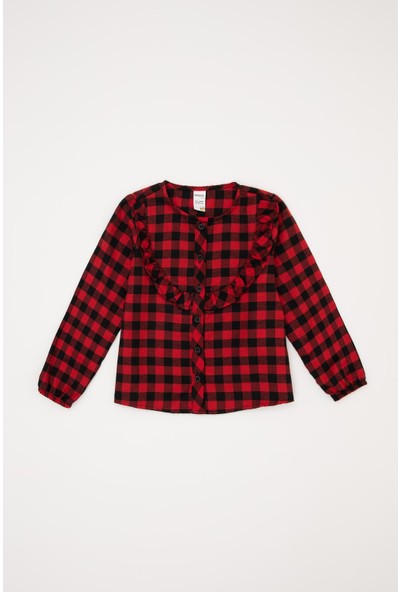 DeFacto Kız Bebek Regular Fit Kareli Fırfırlı Yılbaşı Temalı Uzun Kollu Gömlek S6796A220WN DeFacto Kız Bebek Regular Fit Kareli Fırfırlı Yılbaşı Temalı Uzun Kollu Gömlek S6796A220WN