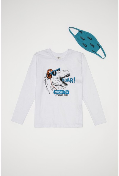 DeFacto Erkek Çocuk Baskılı Tişört Maske Takım S9034A620AU