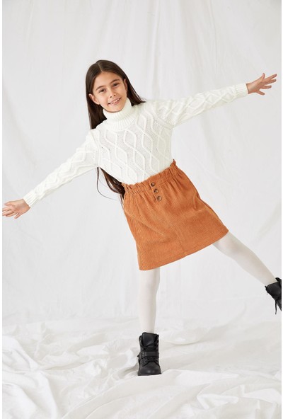 DeFacto Kız Çocuk Kadife Kumaş Kısa Etek S5917A620WN