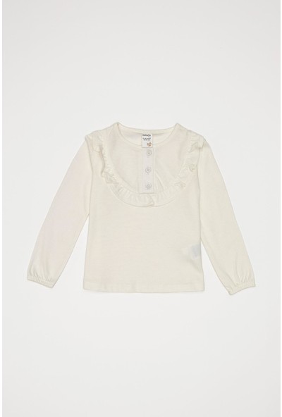 DeFacto Kız Bebek Yaka Fırfır Detaylı Tişört T2999A220WN