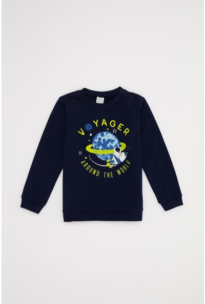 DeFacto Erkek Bebek Regular Fit Uzay Temalı Sweatshirt S0681A220WN DeFacto Erkek Bebek Regular Fit Uzay Temalı Sweatshirt S0681A220WN