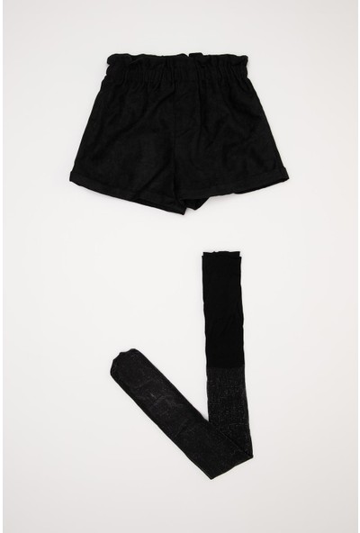 DeFacto Kız Çocuk Suni Süet Görünümlü Çoraplı Şort S6094A620WN